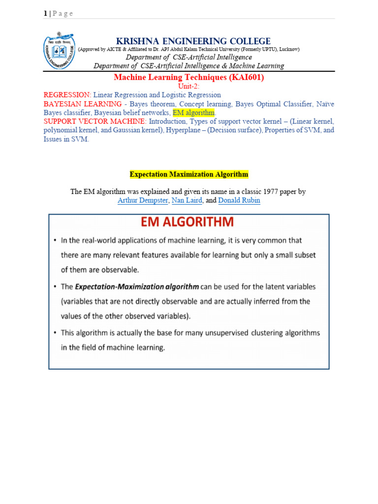 ML-2-Expectation Maximization | Download Free PDF | Support Vector ...