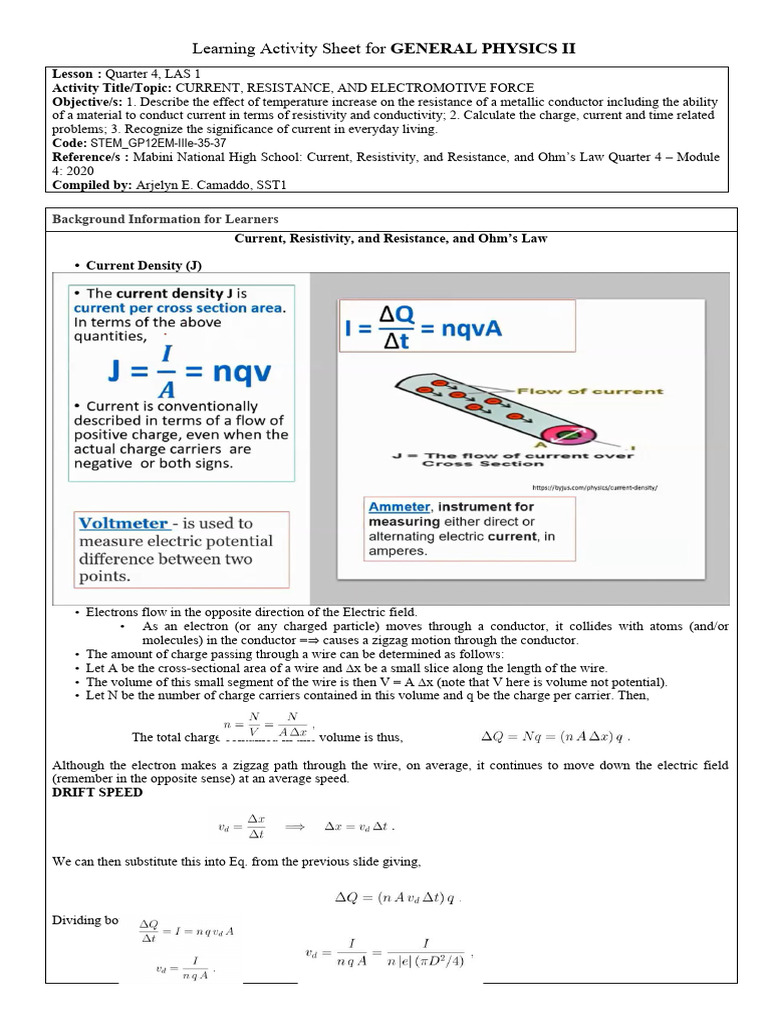 General Physics 2 Q4 LAS 1 | PDF | Electrical Resistivity And ...
