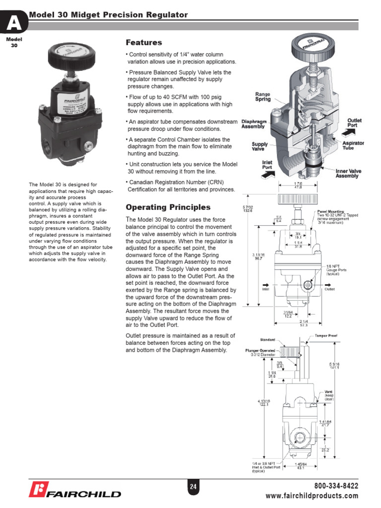Precision Regulator Model 30 Data Sheet | PDF | Gas Technologies ...