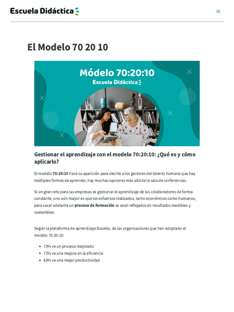 El Modelo 70 20 10 | PDF | Aprendizaje | Modificación de comportamiento