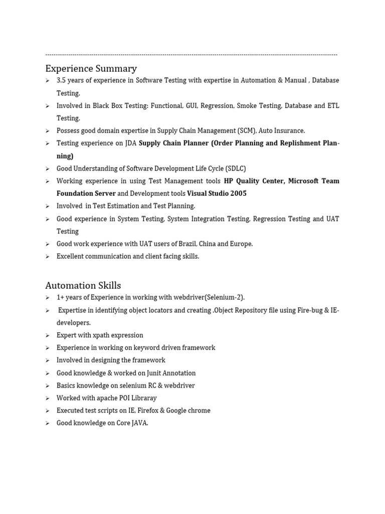 3 YearsExp Selenium | PDF | Databases | Scripting Language