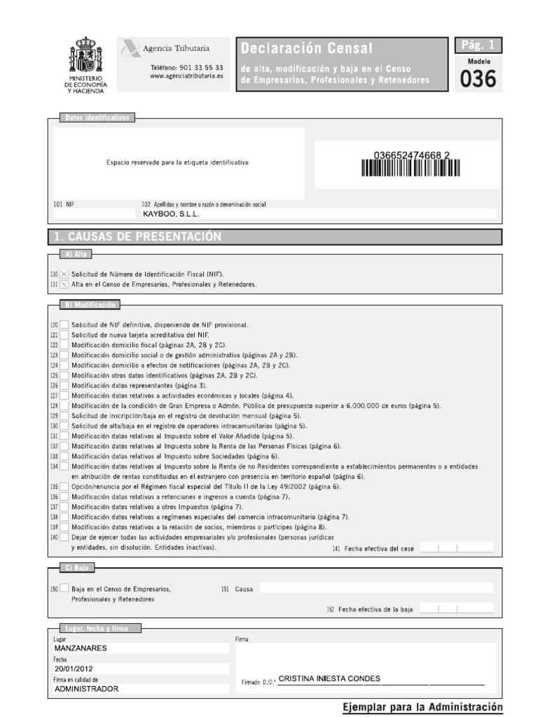 5º Modelo 036 | PDF