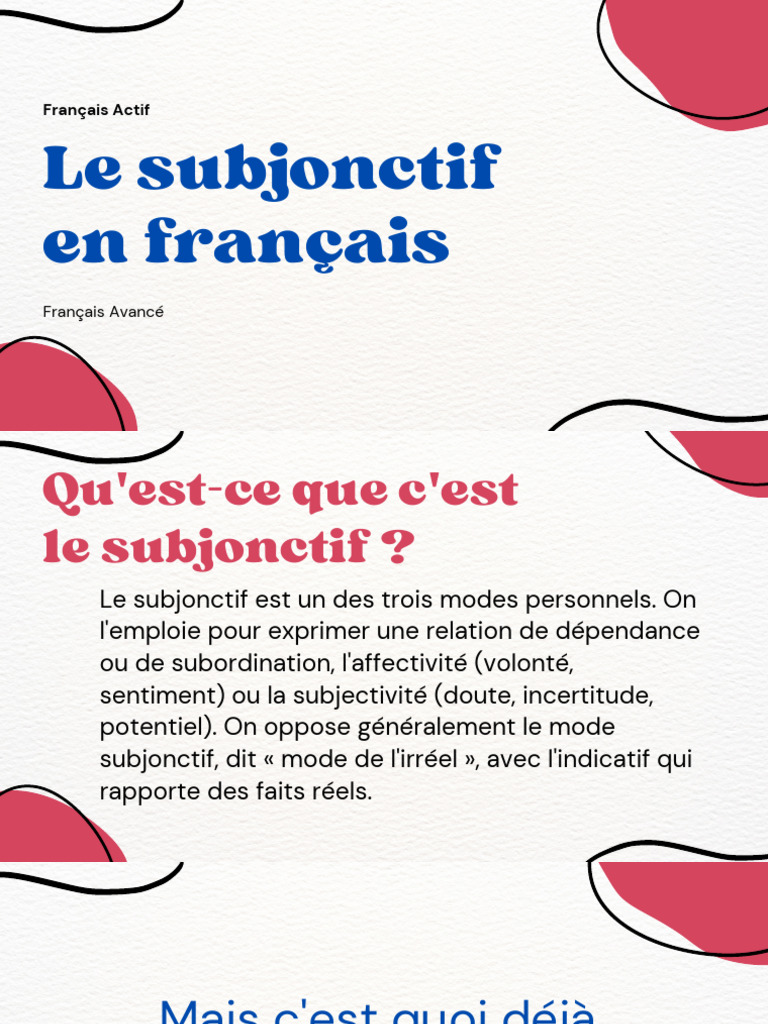 Comprendre le subjonctif en français | PDF | Verbe | Temps (grammaire)