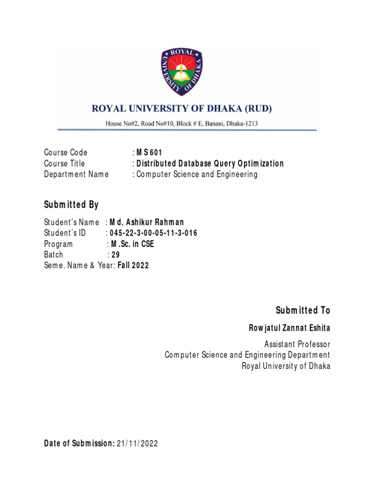 Distributed Database Query Optimization | PDF | Databases | Relational Database