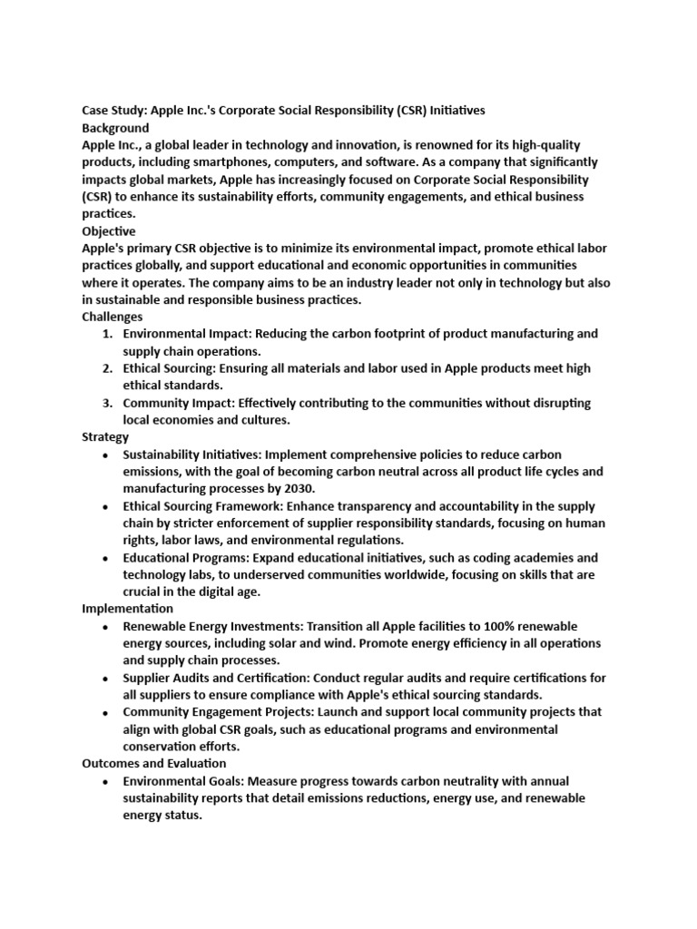 Case Study_International Apple CSR | PDF | Corporate Social ...