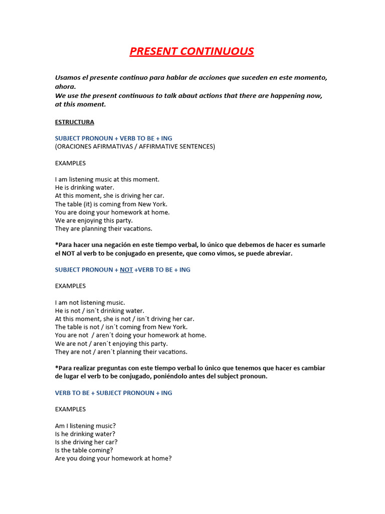 Present Simple Present Continuous 1er An o | PDF | Linguistic Typology | Linguistic Morphology