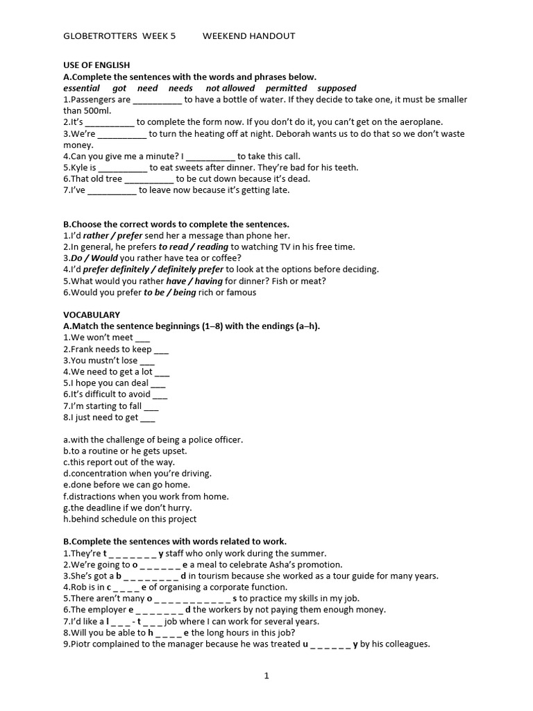 Weekend Handout Week 5 | PDF