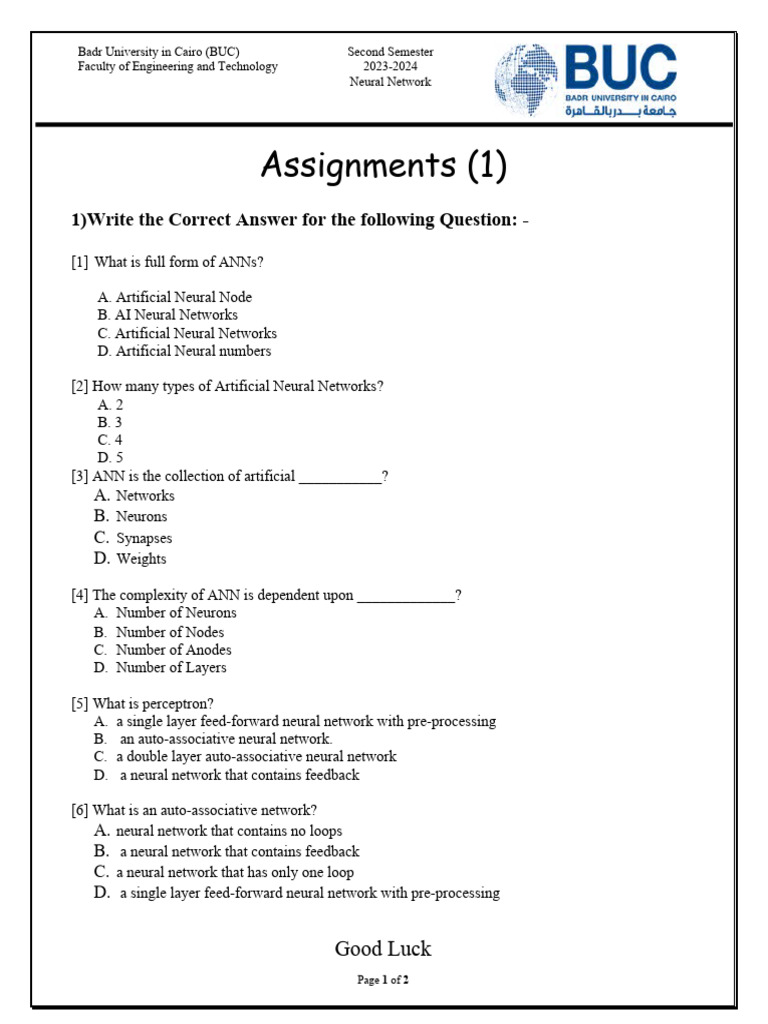 Assignment 1 ( | PDF | Artificial Neural Network | Computational ...