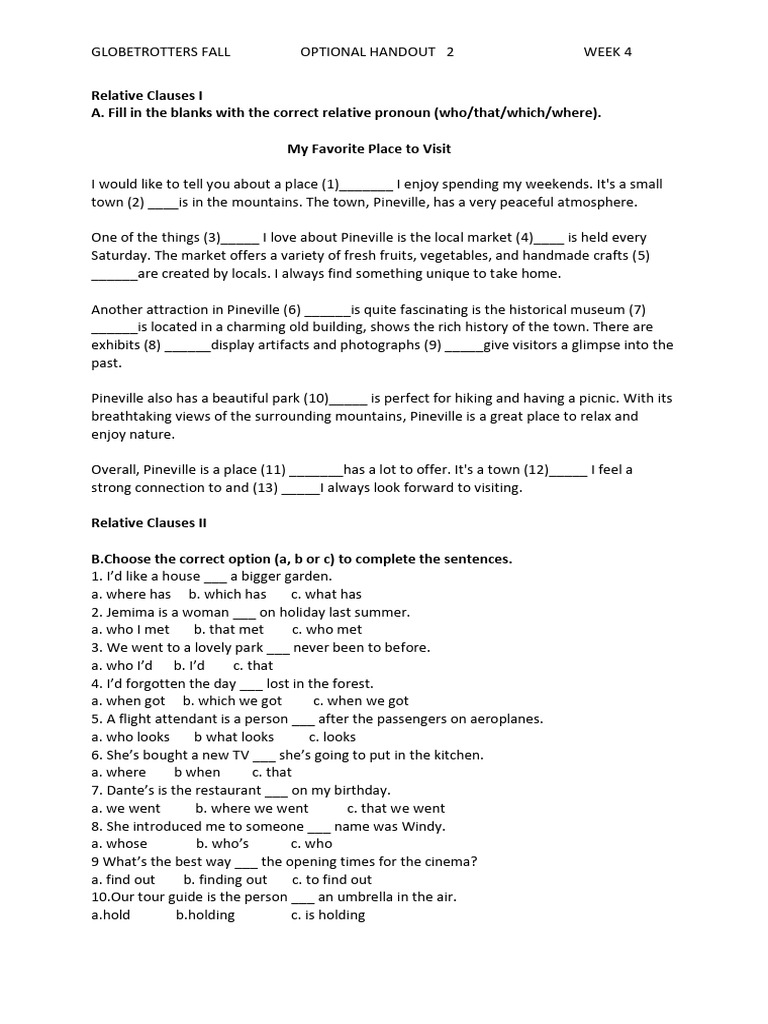 Optional Handout 2 (Relative Clauses) | PDF | Syntax