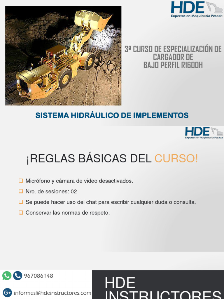 Curso Hidráulico R1600H: Componentes y Pruebas | PDF | Bomba | Engranaje