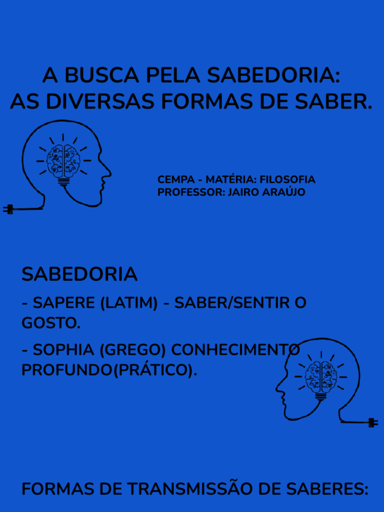 Aula 2 - A Busca Pela Sabedoria - As Diversas Formas de Saber. | PDF