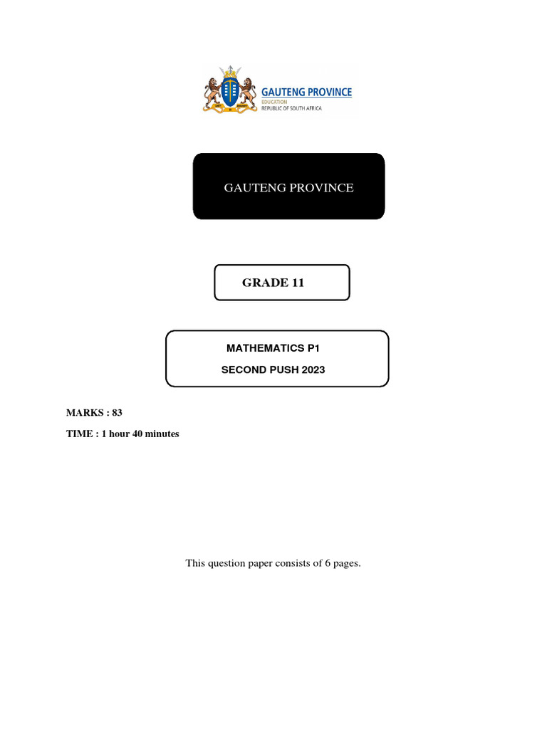 Maths Grade 11 P1 Second Push 2023 | PDF | Square Root | Mathematical Concepts