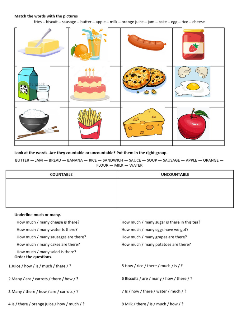 Unit 3 Class 1 Pdf Cakes Sausage