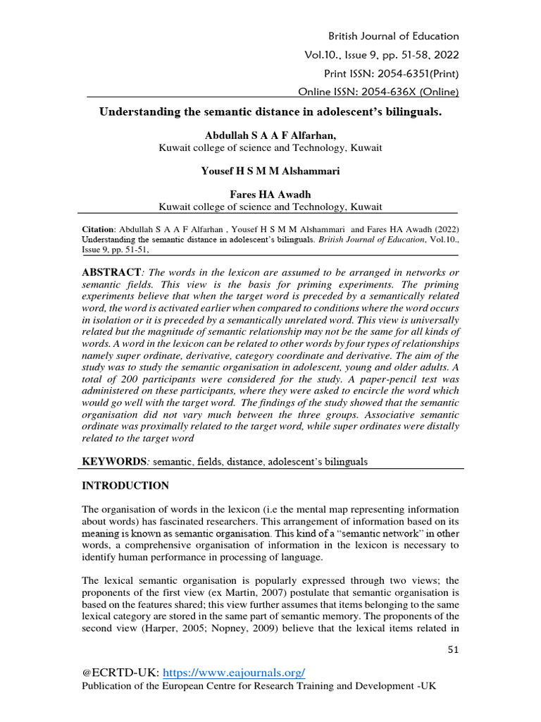 Understanding-the-semantic-distance-in-adolescents-bilinguals. | PDF | Lexicon | Semantics