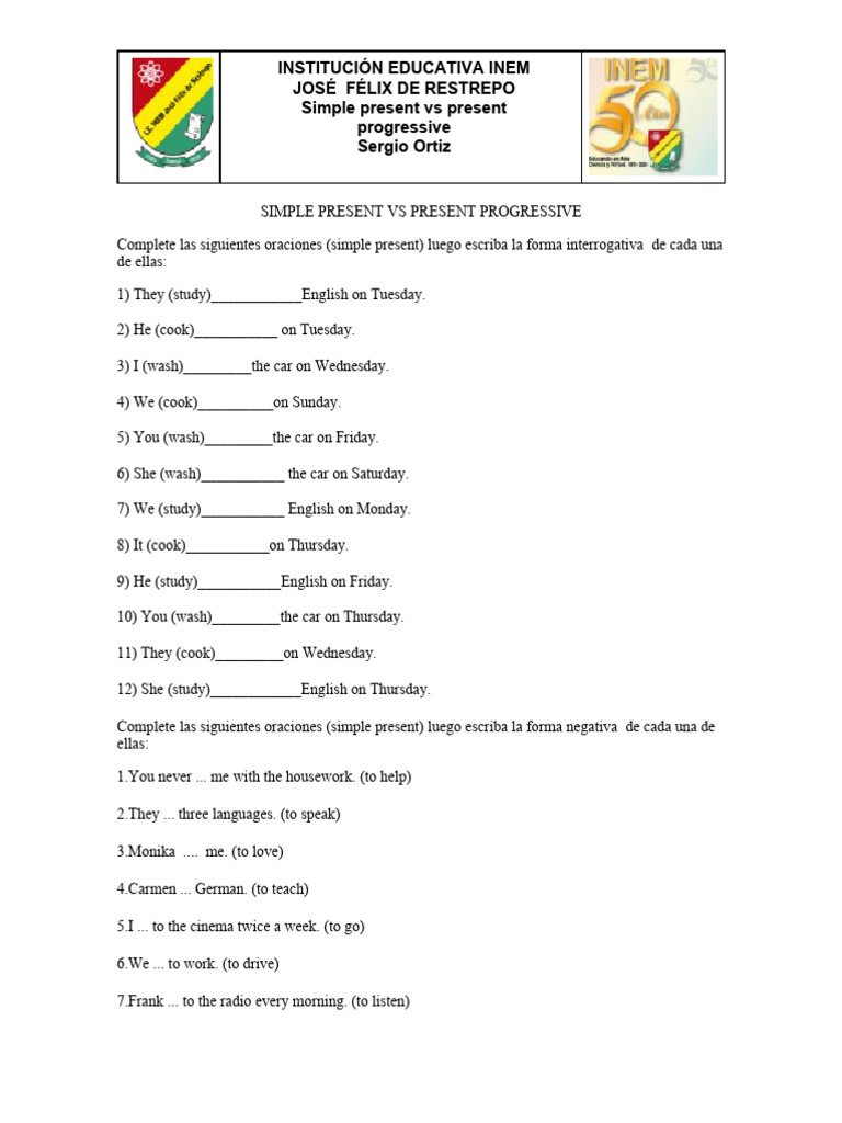 Simple Present Vs Progressive | PDF
