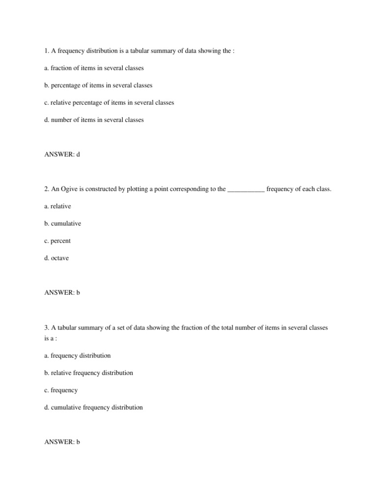 Test Bank Chapter 2 - Organizing Data | PDF
