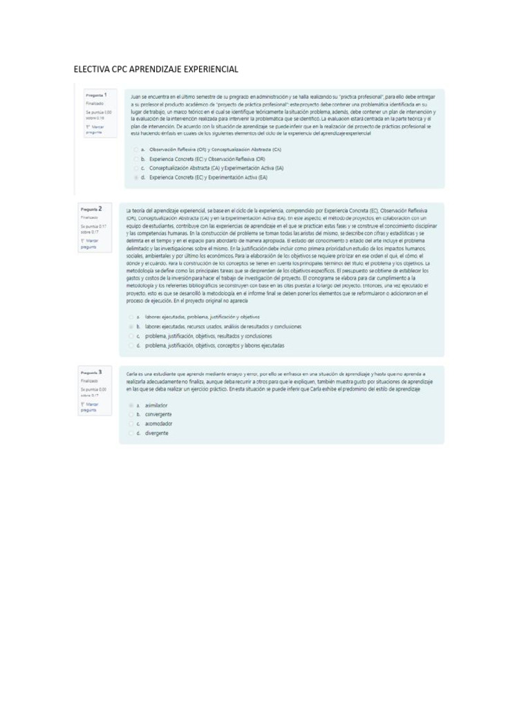Electiva CPC: Aprendizaje Experiencial | PDF