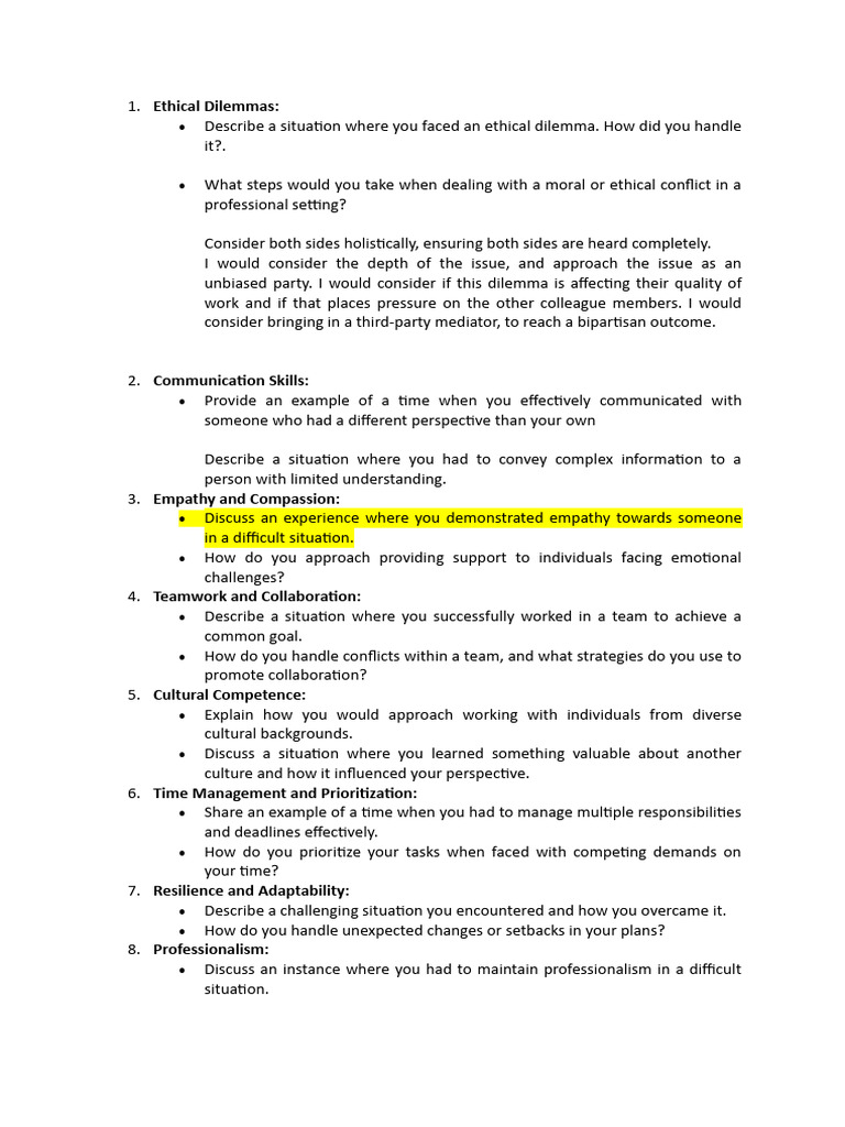 Example Qs | Download Free PDF | Empathy | Psychological Resilience