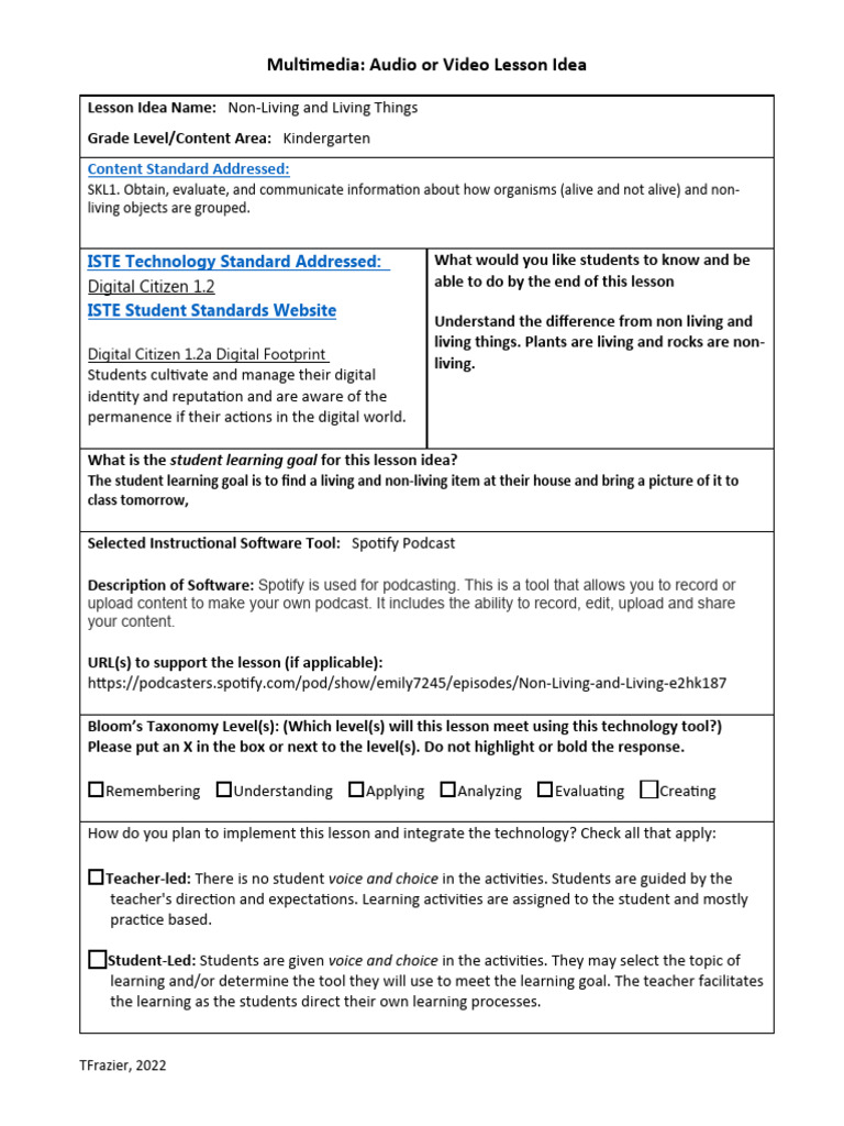 Multimedia Audio or Video Lesson Idea | PDF | Multimedia | Podcast