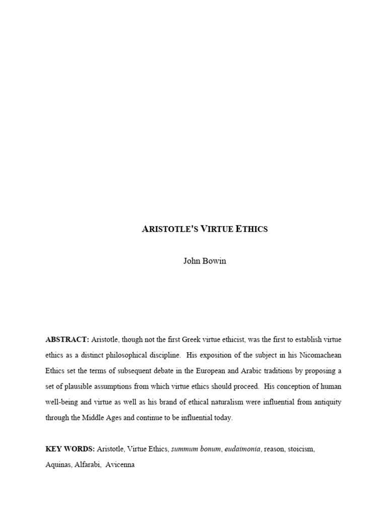 Aristotles Virtue Ethics | PDF | Virtue | Virtue Ethics