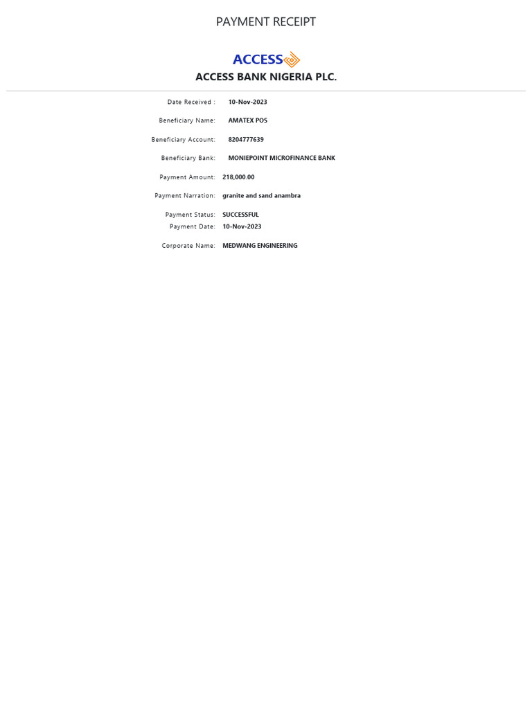 Payment Receipt for Granite and Sand | PDF