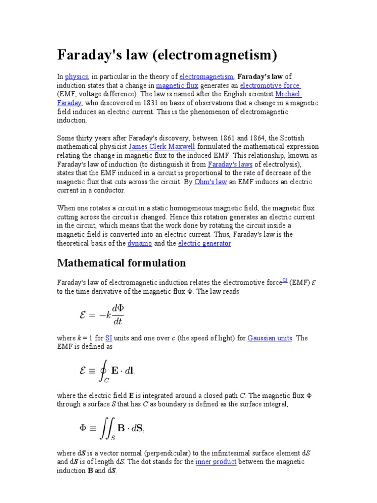Faraday's Law of Induction Explained | PDF | Electromagnetic Induction ...