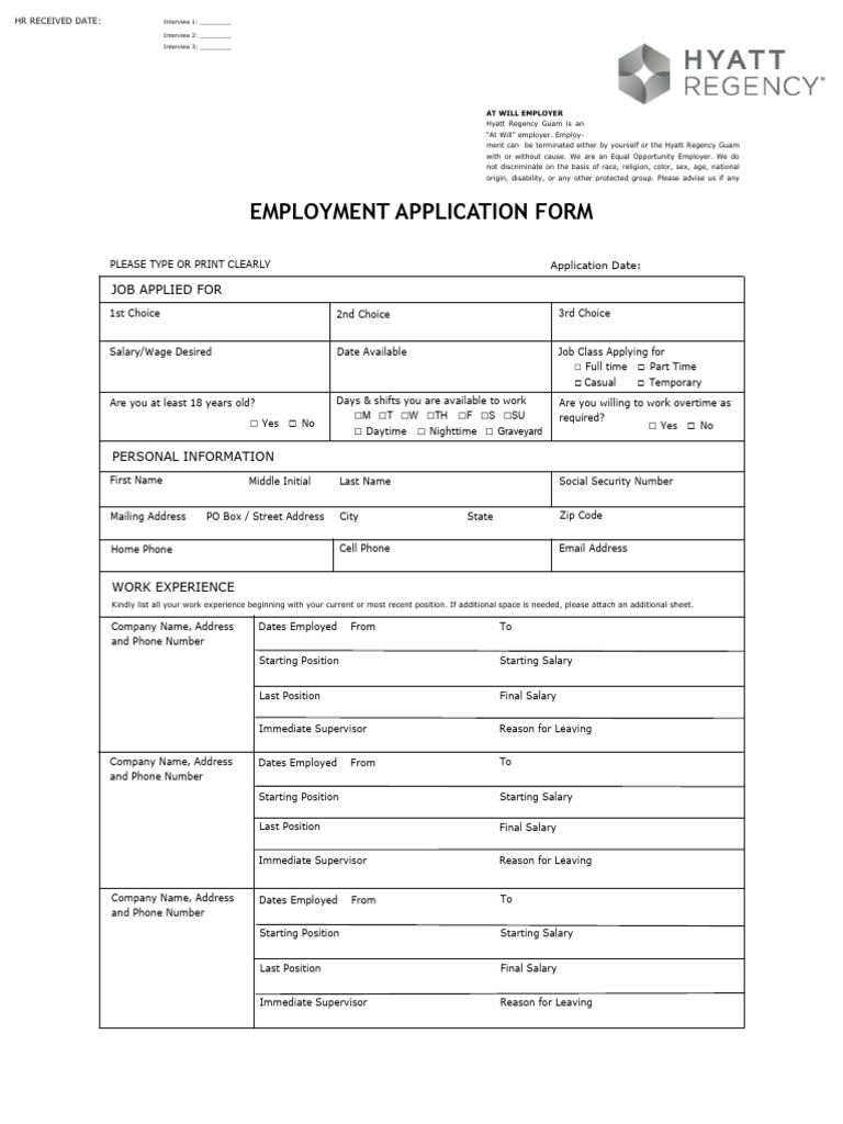 hyatt_employment_application_form_new_logo | PDF | Race And Ethnicity ...