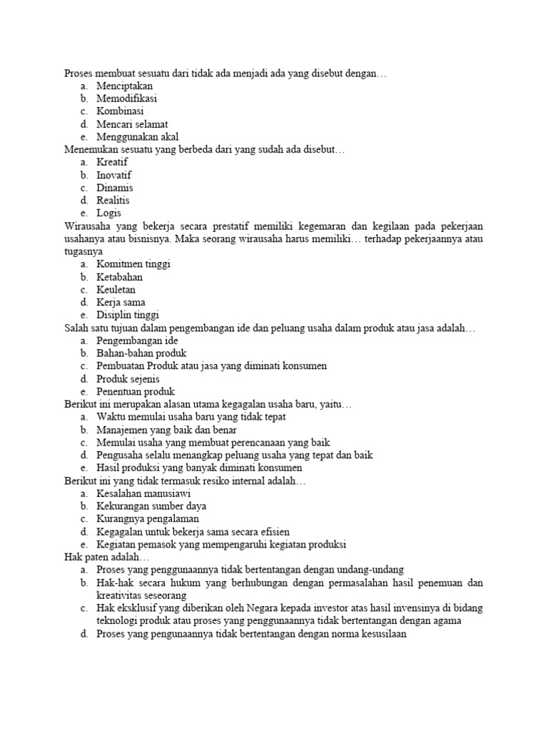 Soal Pkwu Kls Xi | PDF