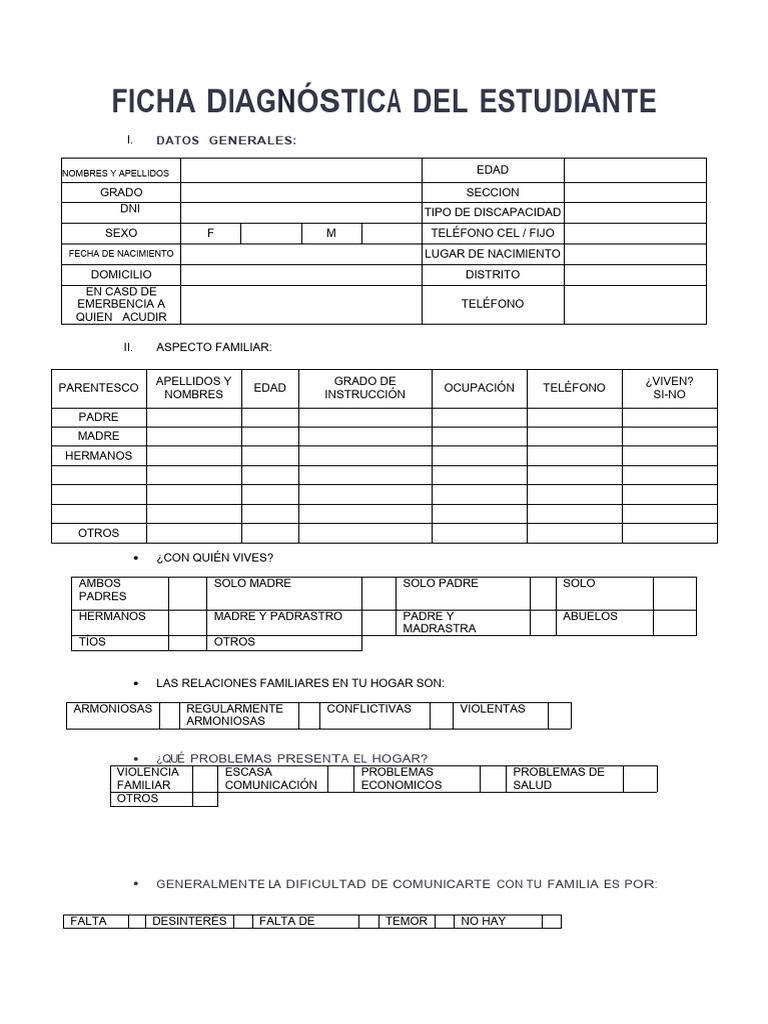 Ficha de Diagnostica Editable | PDF