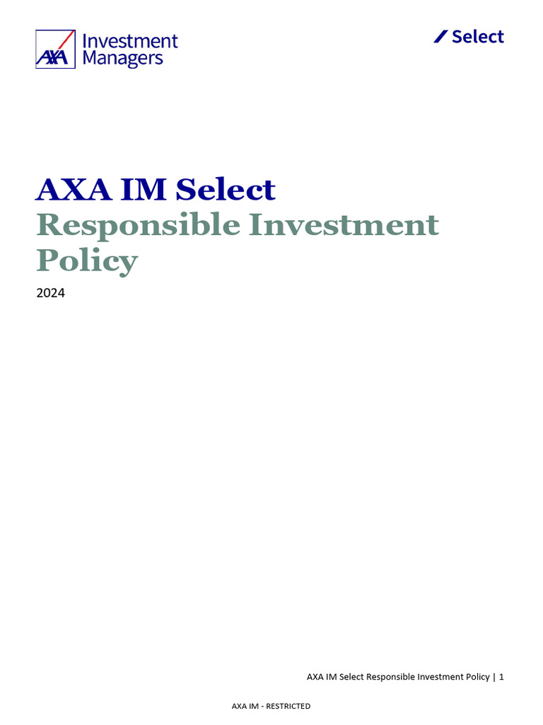 AXA IM Select Responsible Investment Policy | PDF | Regulatory ...