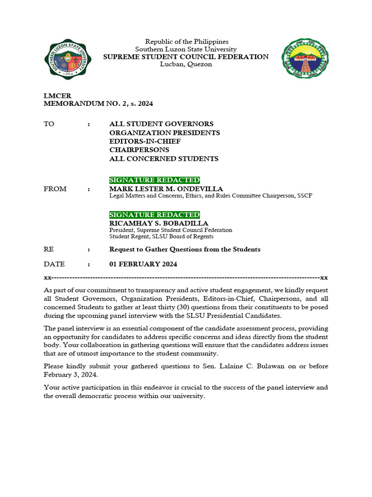 LMCER Memo No.002 S.2024 | PDF