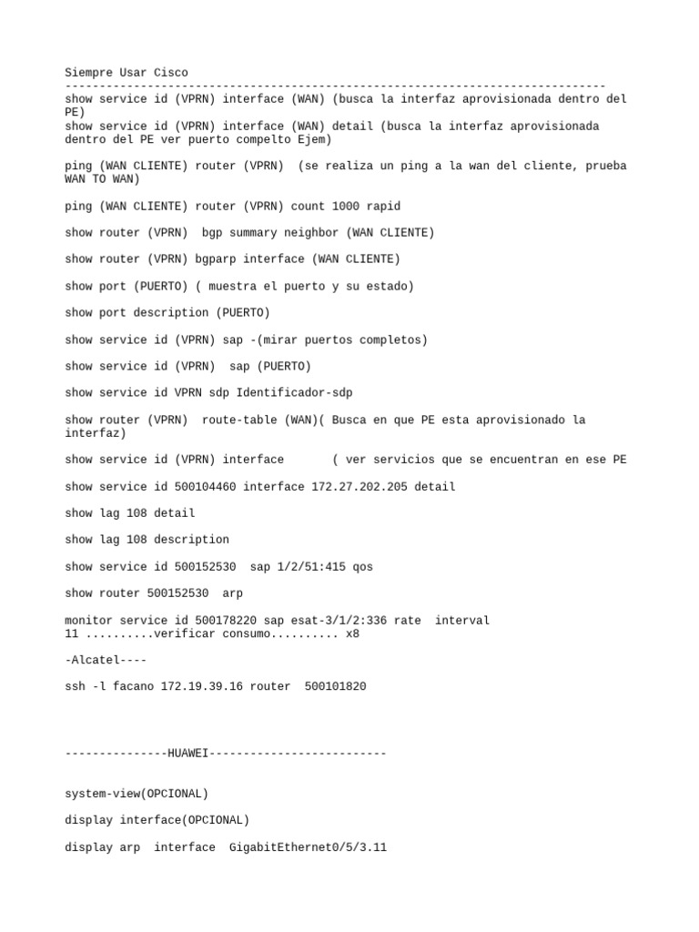 Comandos Basicos CISCO - HUAWEI | PDF | I Pv6 | Internet Protocols