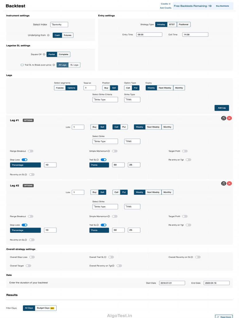 Algotest Strategy Trailing SL 50 25 | PDF