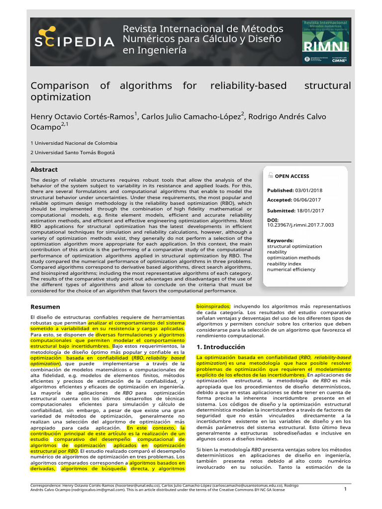 ALGORITMOS PARA OPTIMIZACION ESTRUCTURAL | PDF