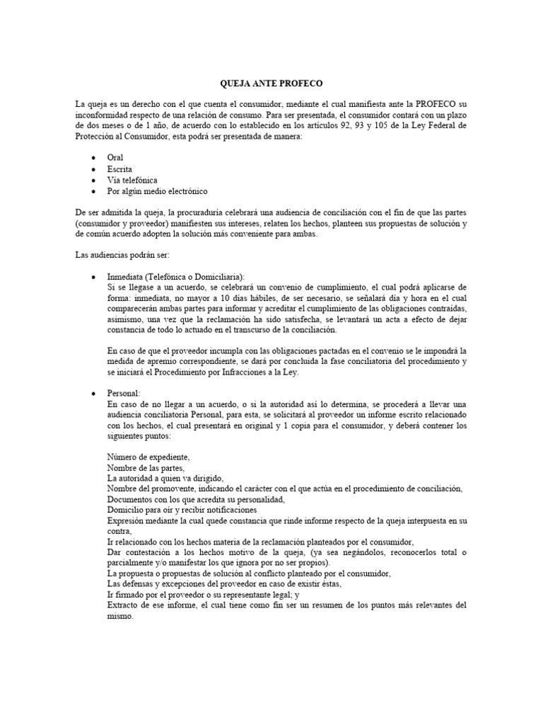 Queja Ante Profeco | PDF | Finanzas y dinero