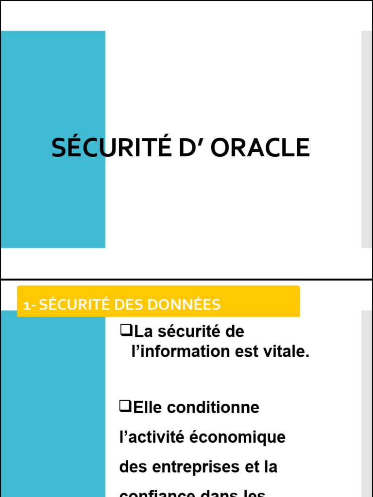 La Sécurité D'oracle | PDF | Vulnérabilité (Informatique) | Bases de données