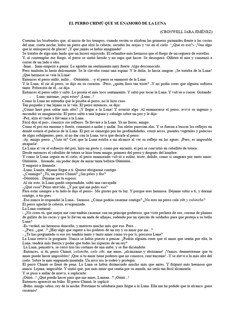 El Perro Chimú Que Se Enamoró de La Lun1 | PDF | Amor | Cielo