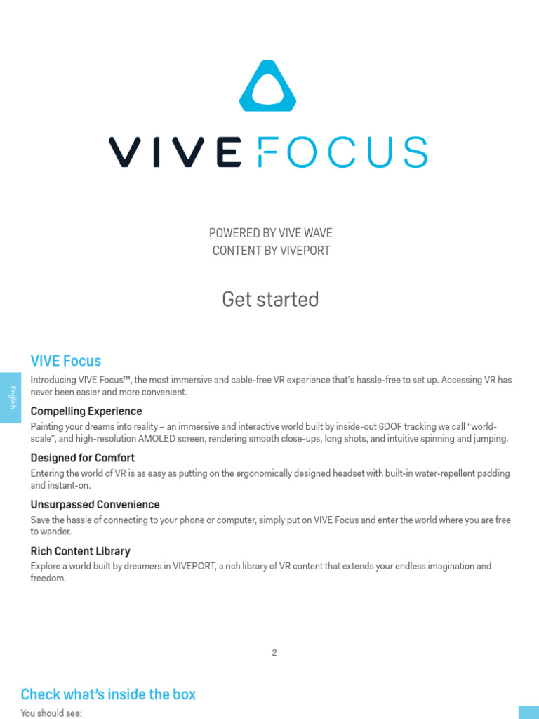 HTC VIVE Focus Get Started | PDF | Htc Vive | Computing