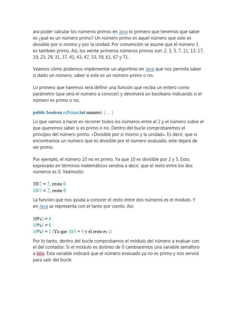 Ara Poder Calcular Los Números Primos en | PDF | Número primo | Java ...