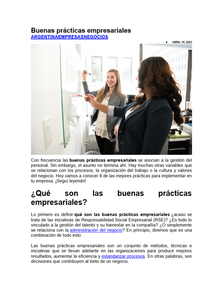 Buenas Prácticas Empresariales | PDF | Responsabilidad social ...