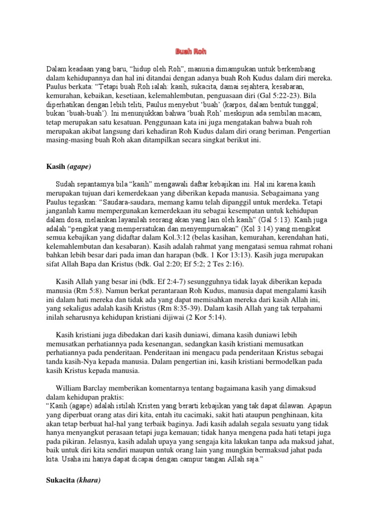 Buah Roh dalam Kehidupan Kristen | PDF | Agama & Spiritualitas