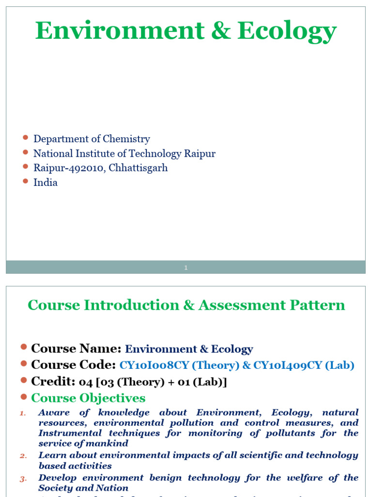 Environment & Ecology Course Overview | PDF | Natural Environment ...