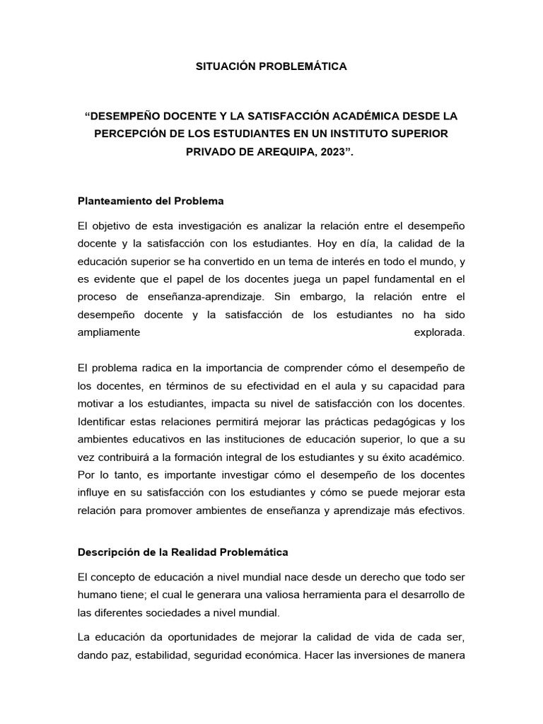 Situación Problemática | PDF | Maestros | Enseñando