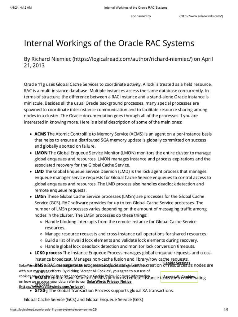 Internal Workings of The Oracle RAC Systems | PDF | Cache (Computing) | Data