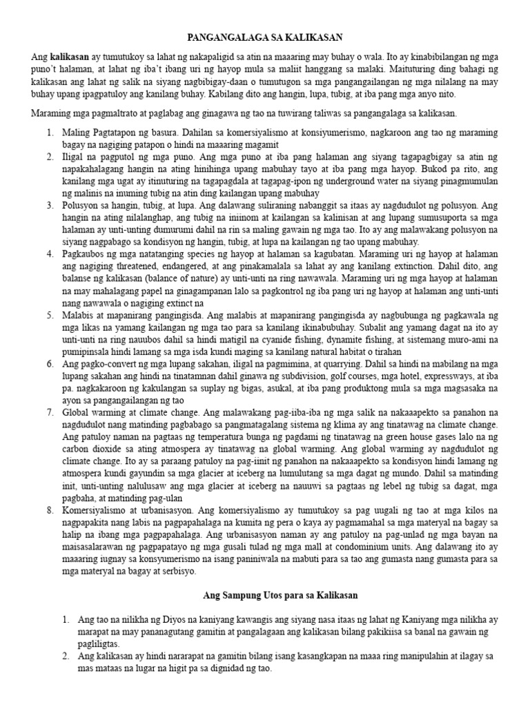 Pangangalaga Sa Kalikasan | PDF