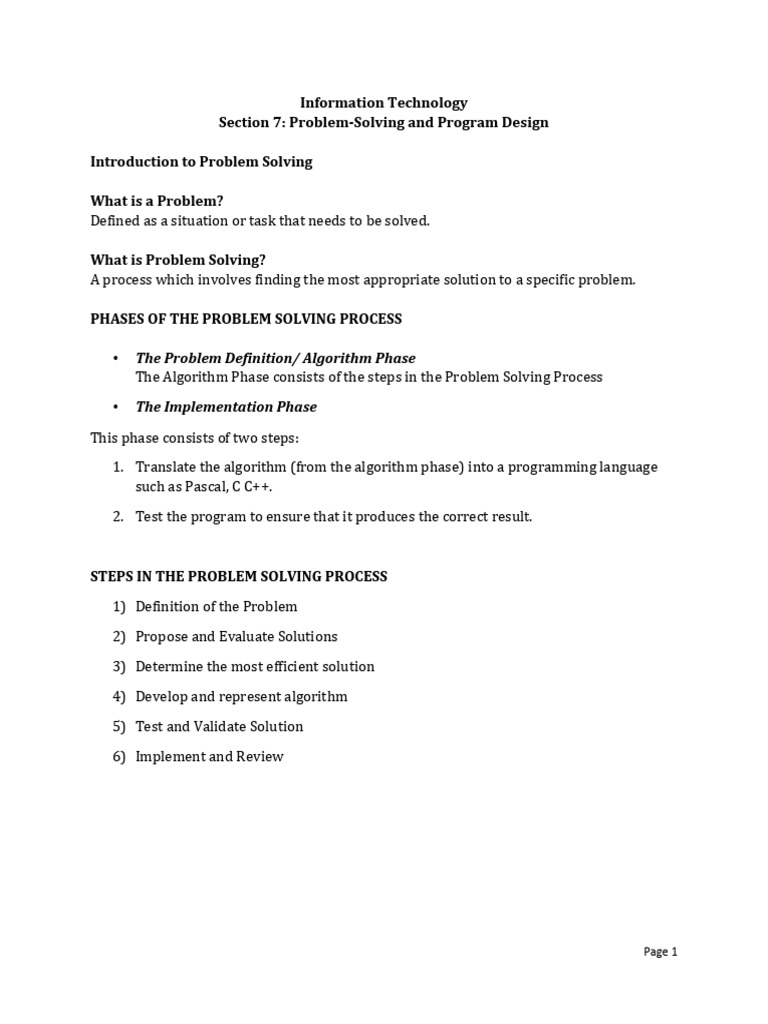 Problem Solving in IT: Process & Design | PDF