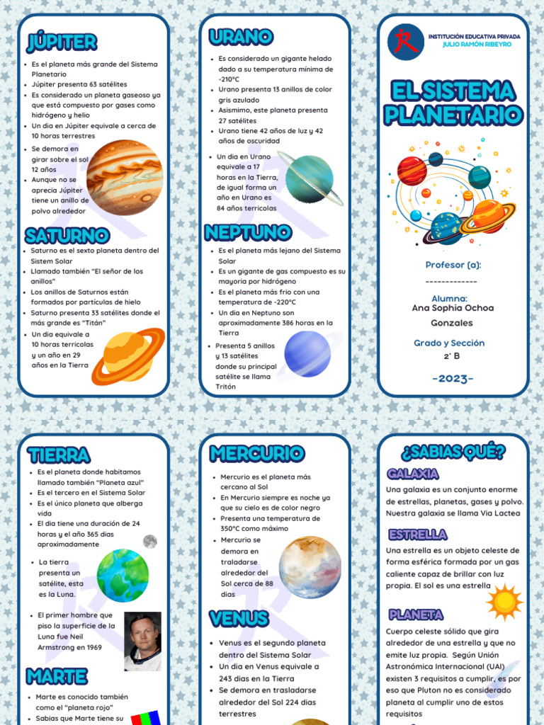 Triptico Sistema Planetario | PDF | Planetas | Urano
