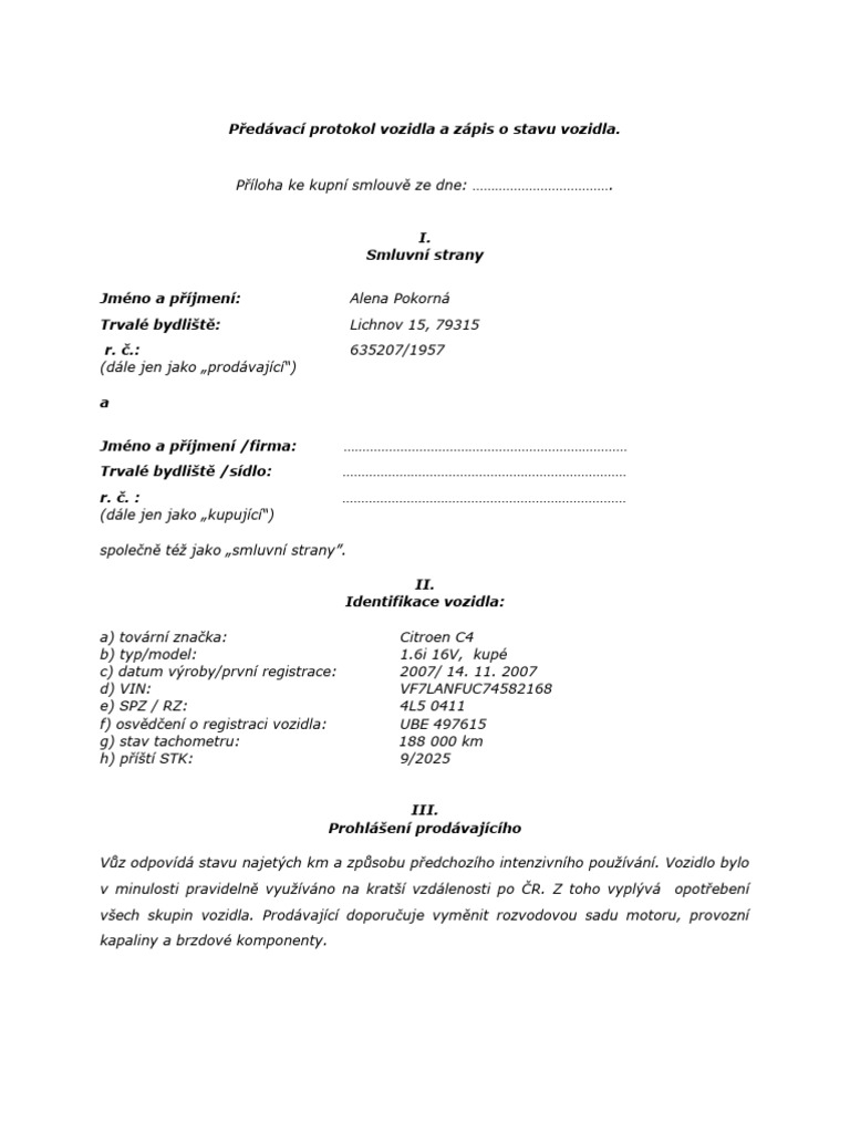 Předávací Protokol | PDF