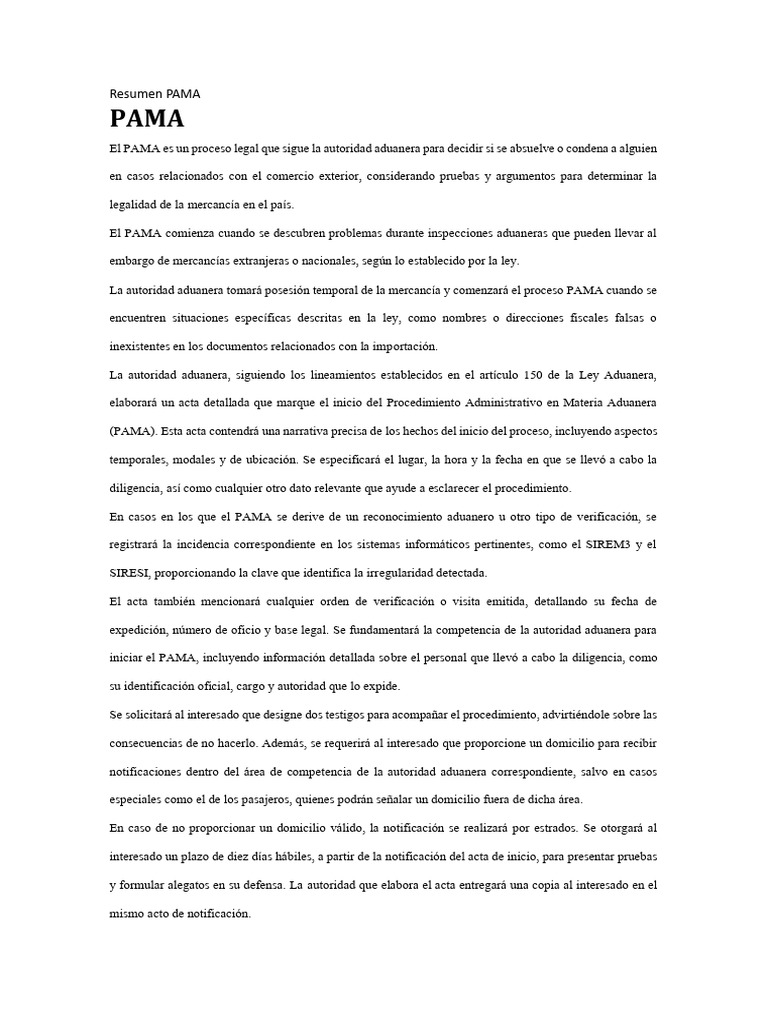 Proceso PAMA en Comercio Exterior | PDF | aduana | Fiscal