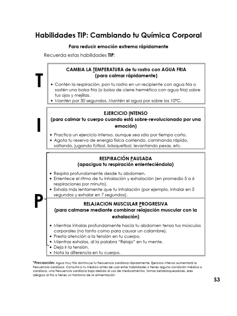 Habilidades TIP: Cambiando Tu Química Corporal | PDF | Agua | Corazón